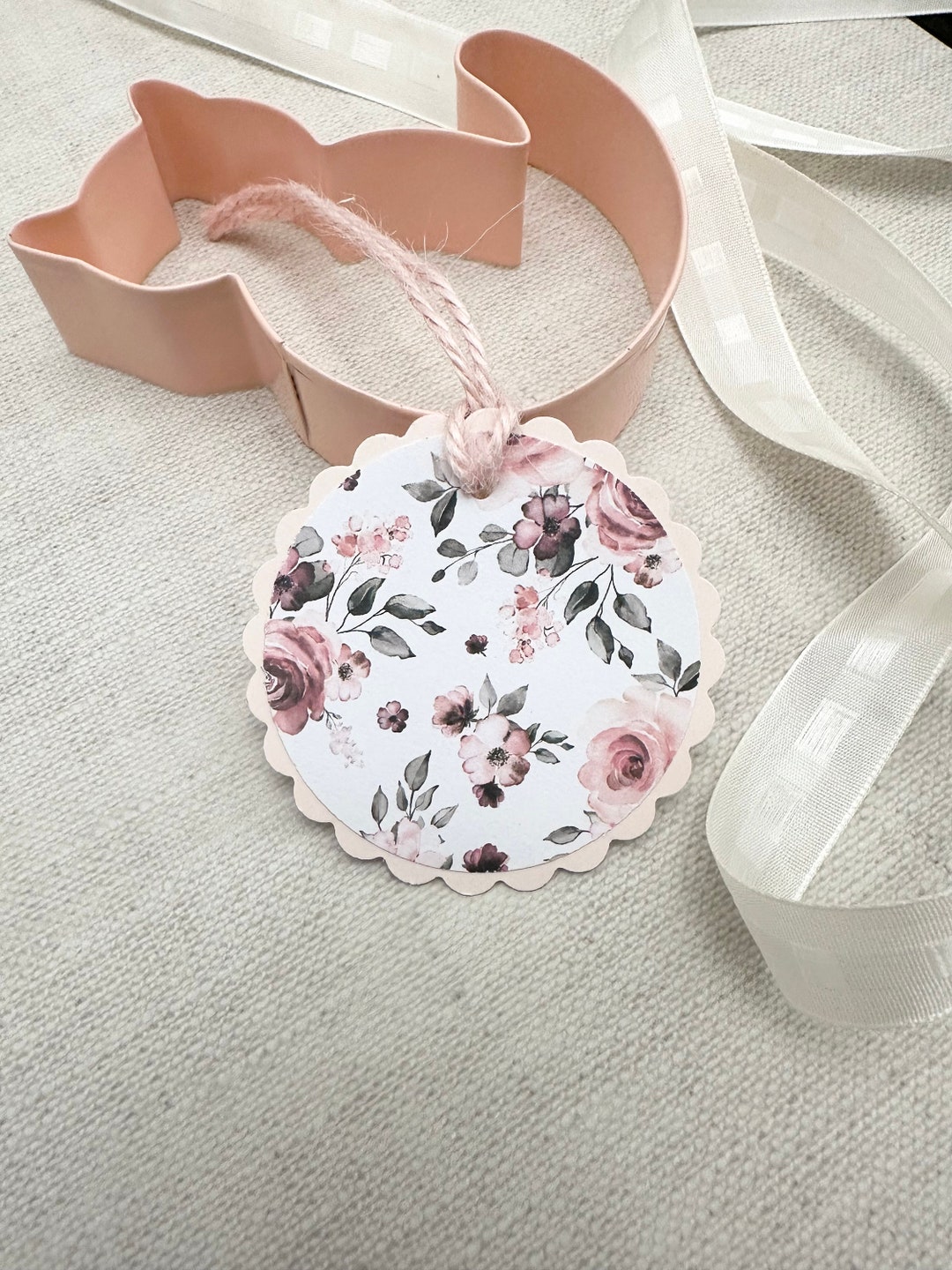 Pink Floral Scalloped Gift Tags Set of 10 - Etsy