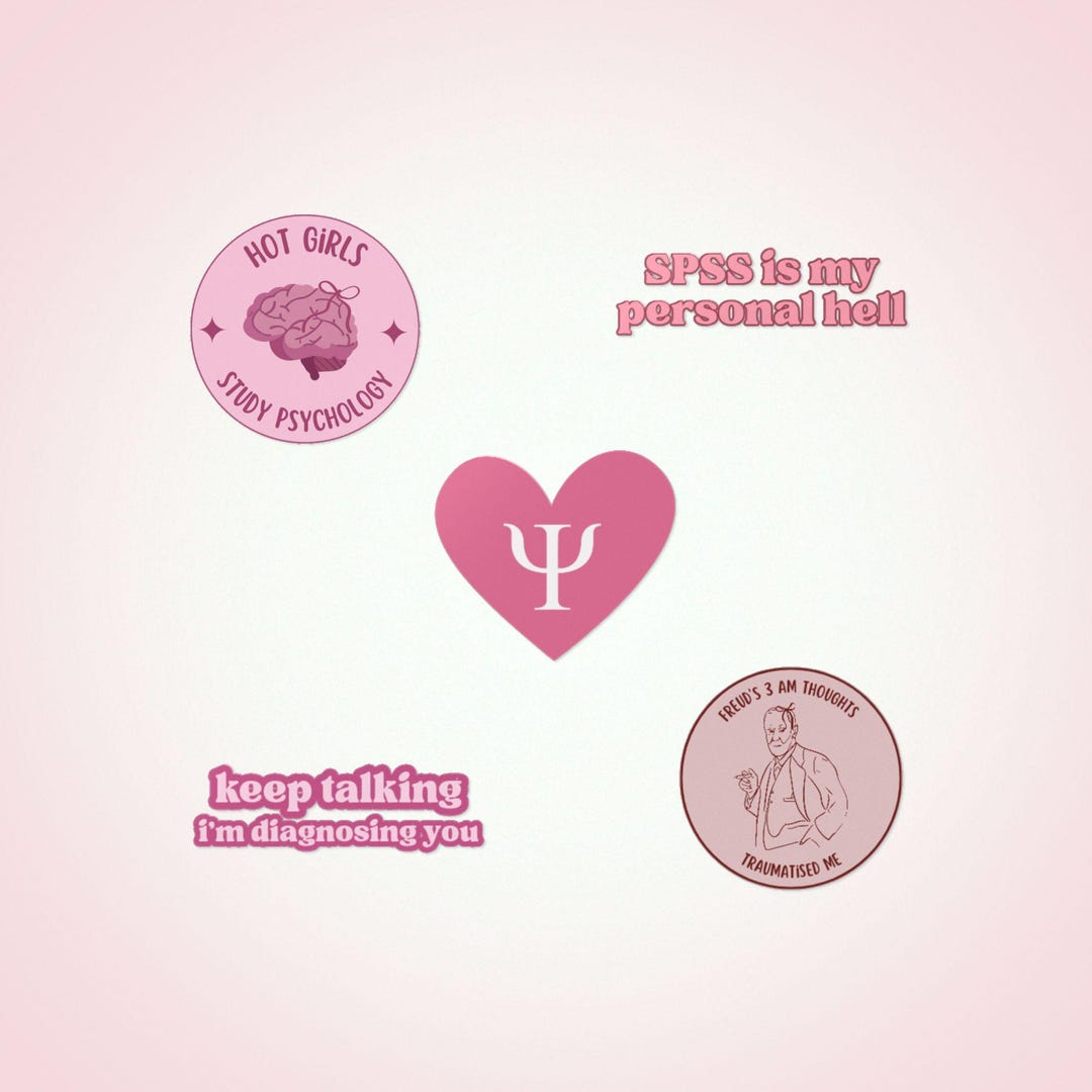 Pink Psychology Sticker Bundle, Funny Therapy Stickers - Etsy