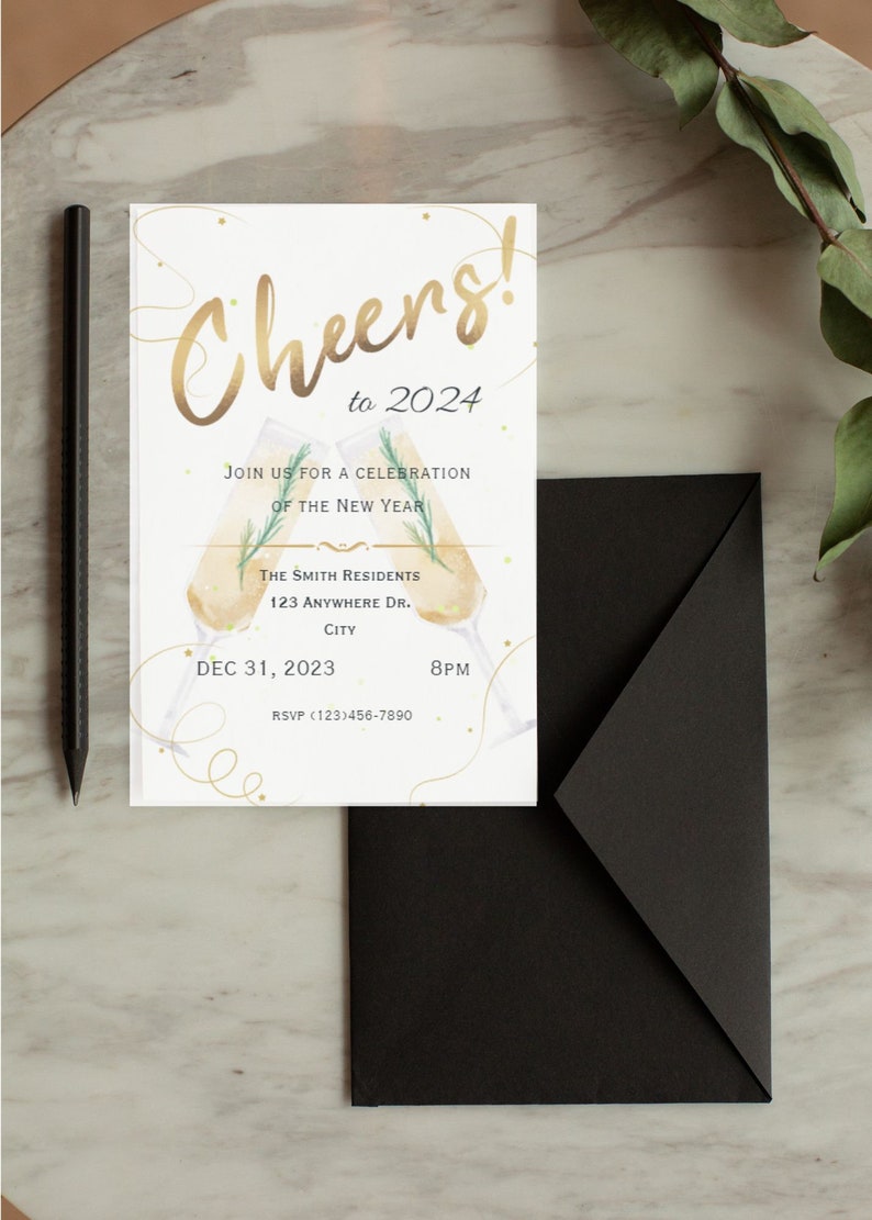 Editable New Years Party Invitation, Cheers to the New Year, Canva ...