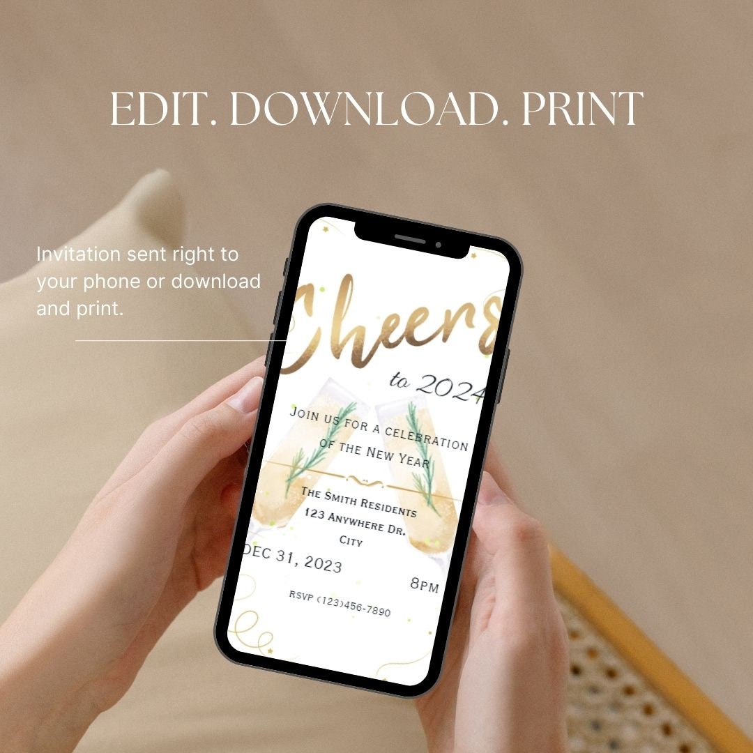 Editable New Years Party Invitation, Cheers to the New Year, Canva ...