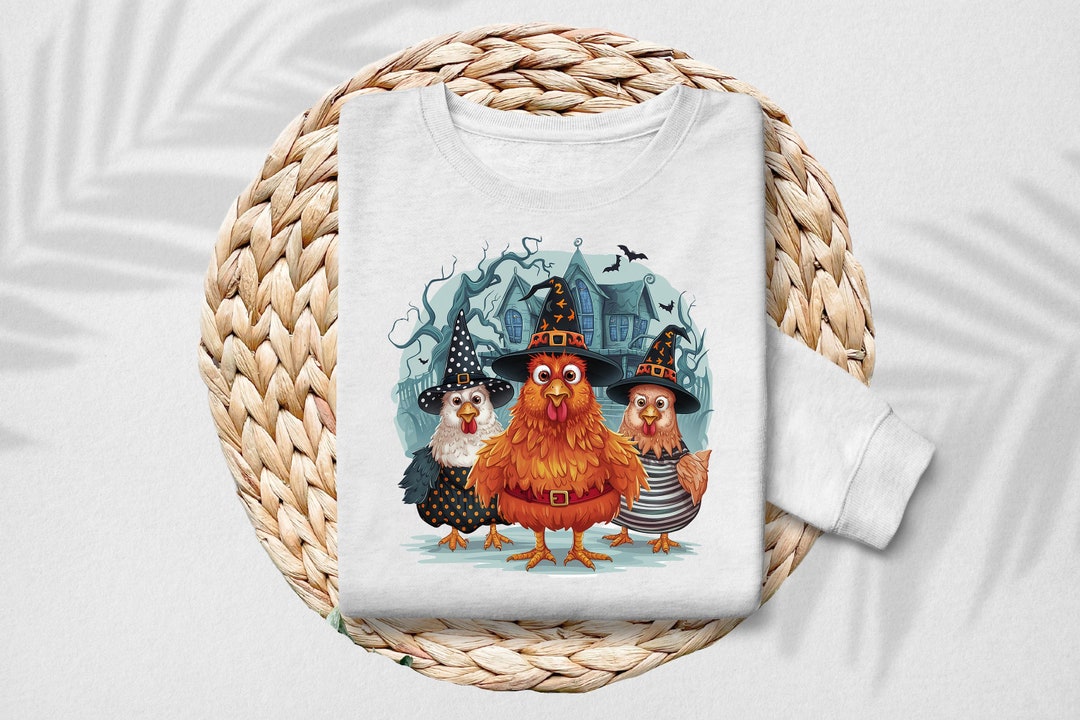 Spooky Chickens Halloween PNG: Witch Pumpkin Design (digital Download ...