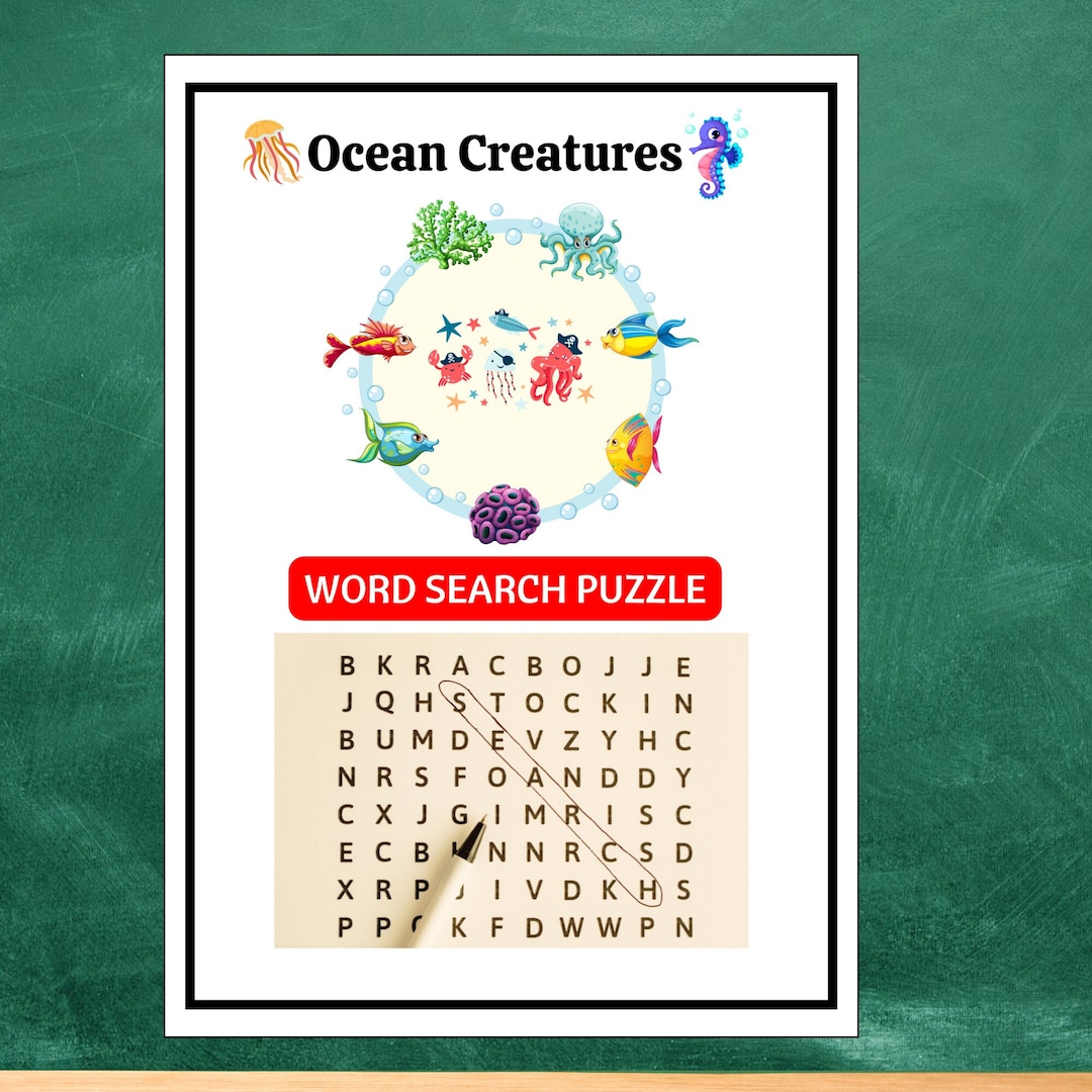 Interactive Ocean Creatures Word Hunt for Kids - Etsy