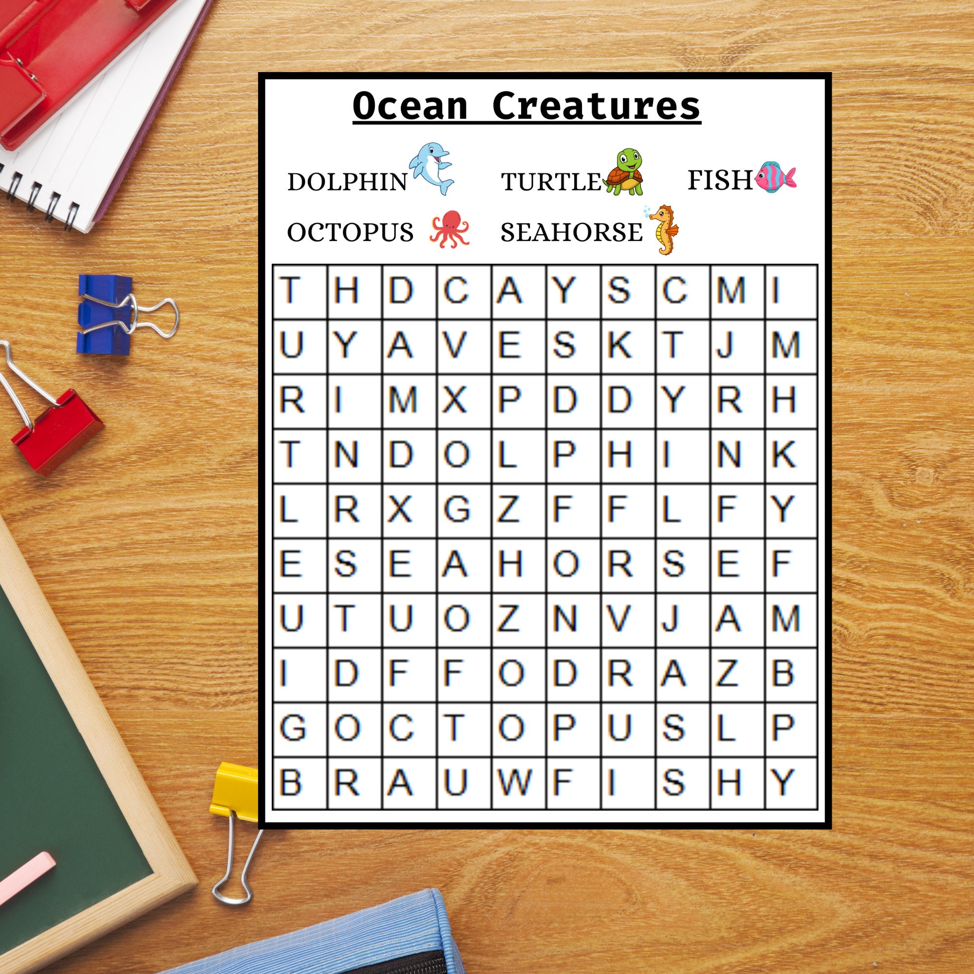 Interactive Ocean Creatures Word Hunt for Kids - Etsy