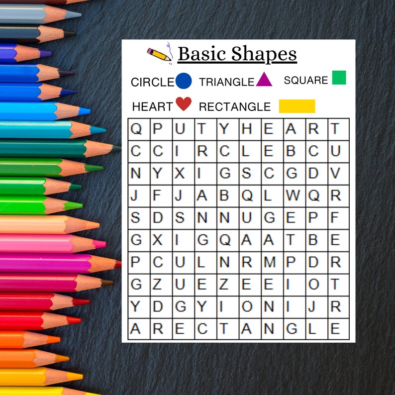 Basic Shapes Word Search Delight for Kids - Etsy