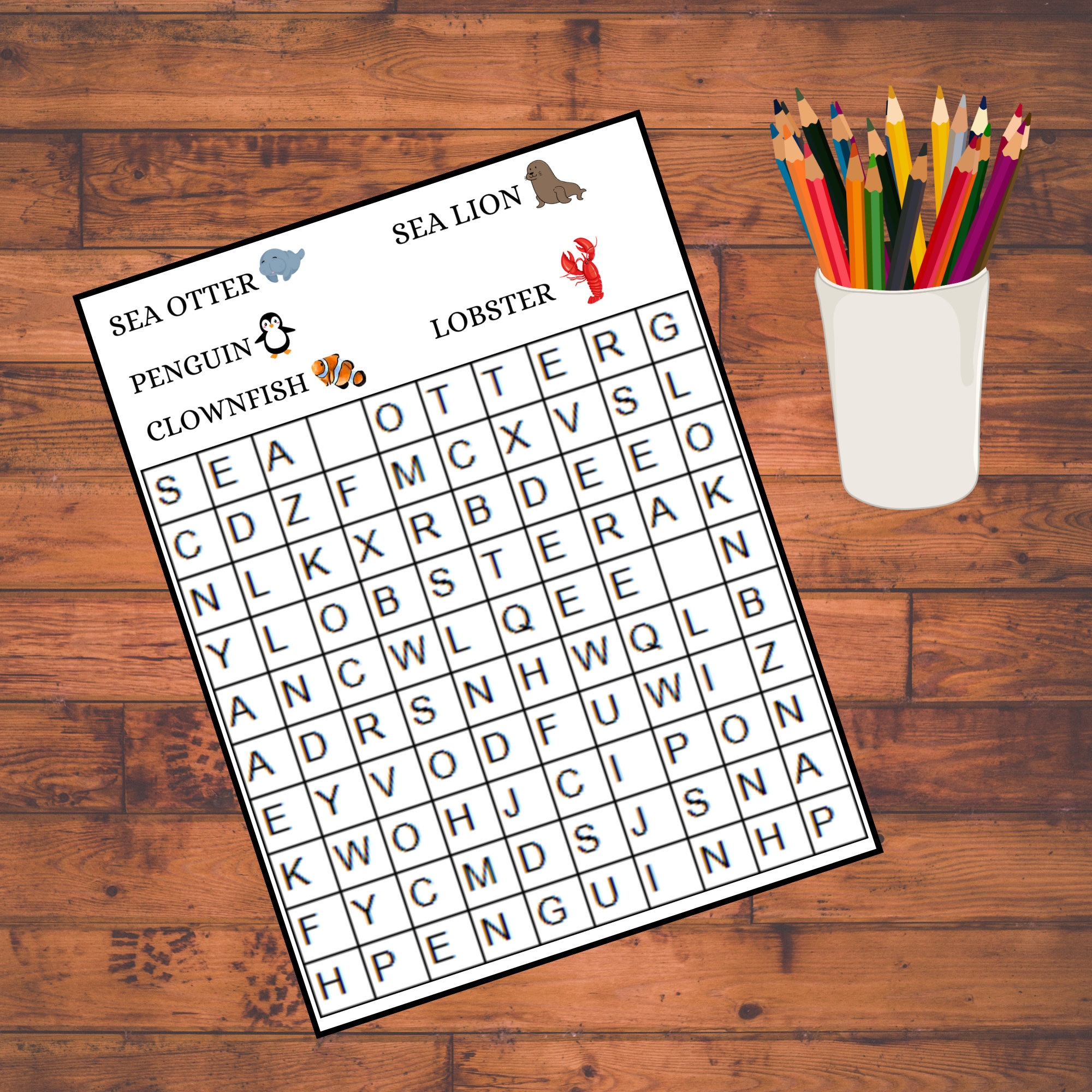 Interactive Ocean Creatures Word Hunt for Kids - Etsy