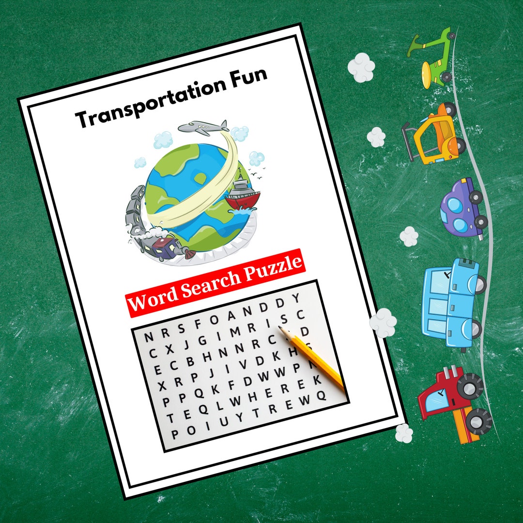 Transportation Fun Word Search for Kids, Printable Transportation ...