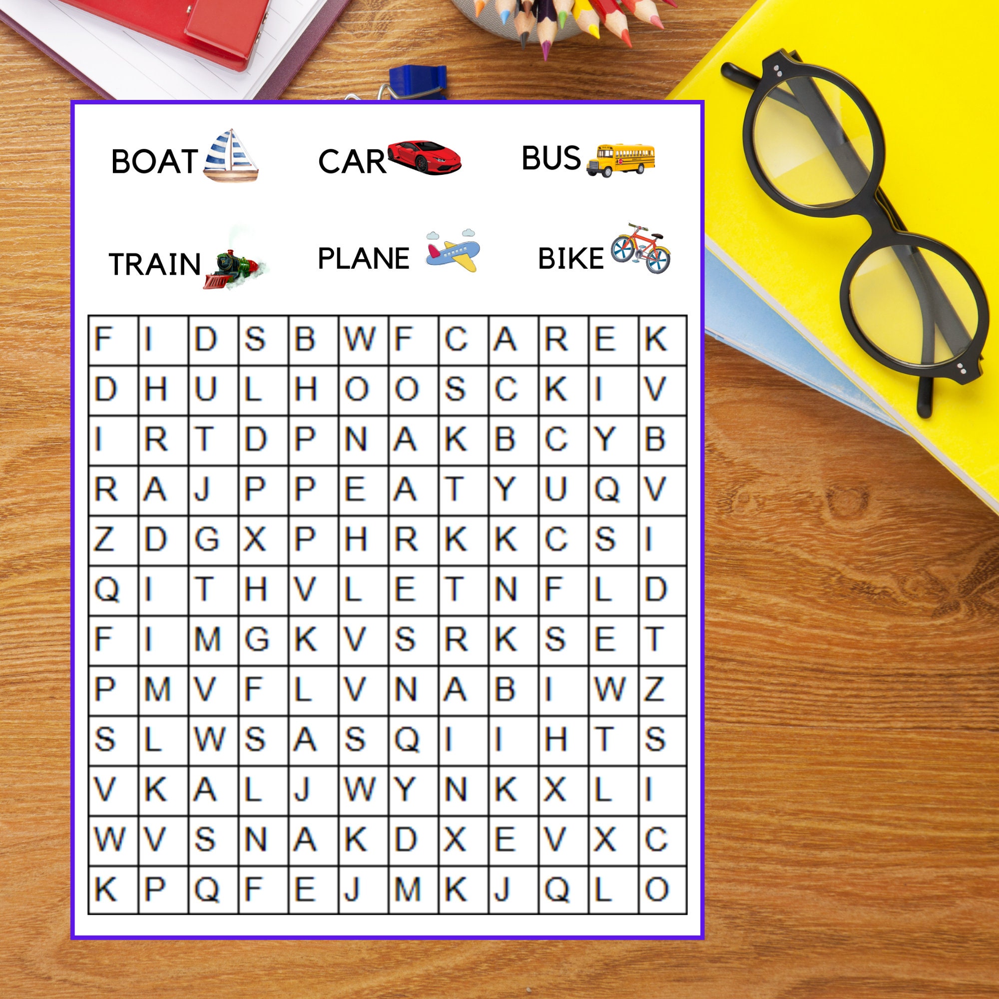 Transportation Fun Word Search for Kids, Printable Transportation ...
