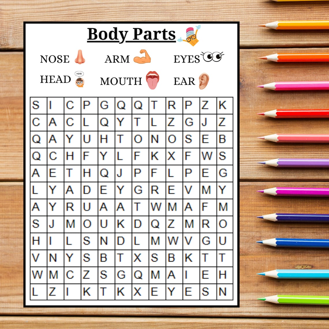 Printable Body Parts Word Search Games for Children - Etsy