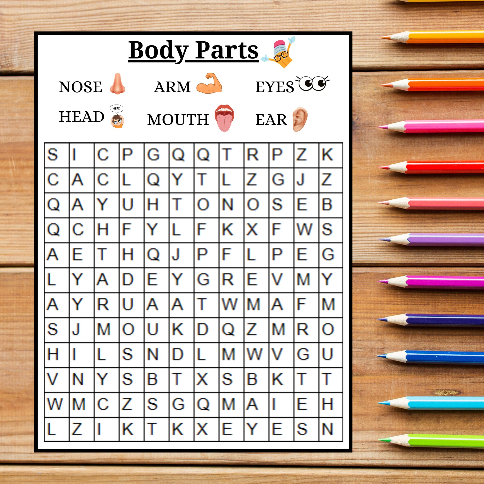 Printable Body Parts Word Search Games for Children - Etsy