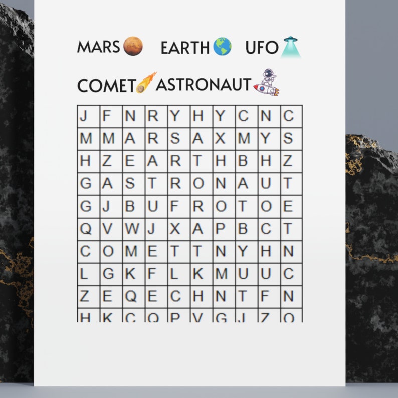 Kids Space Word Search Printable - Etsy