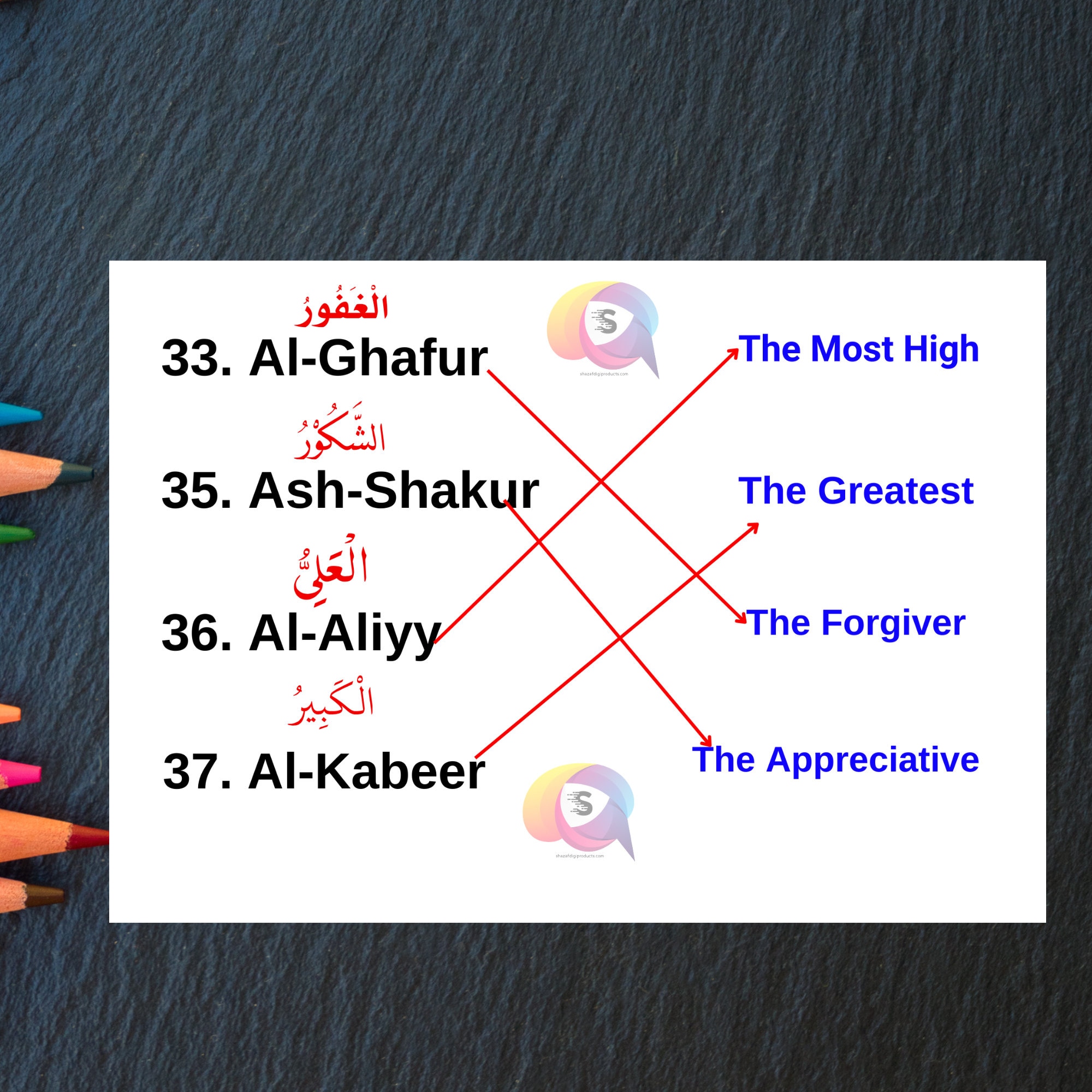 99 Names of Allah With Meanings, Digital Learning Pack for Kids,, Asma ...