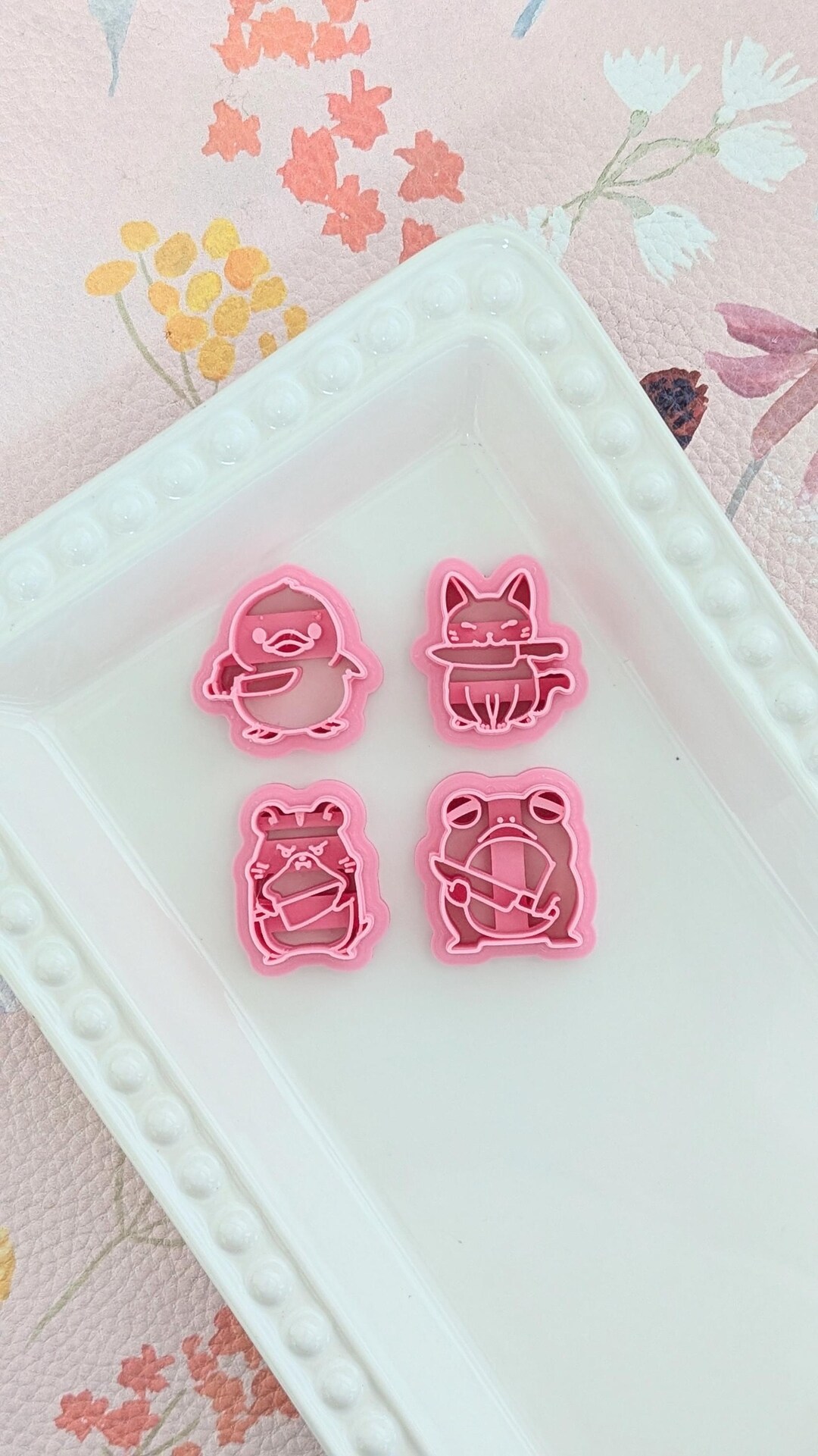 Animal With Knife Polymer Clay Cutter Set - Duck, Hamster, Frog, Cat - Etsy