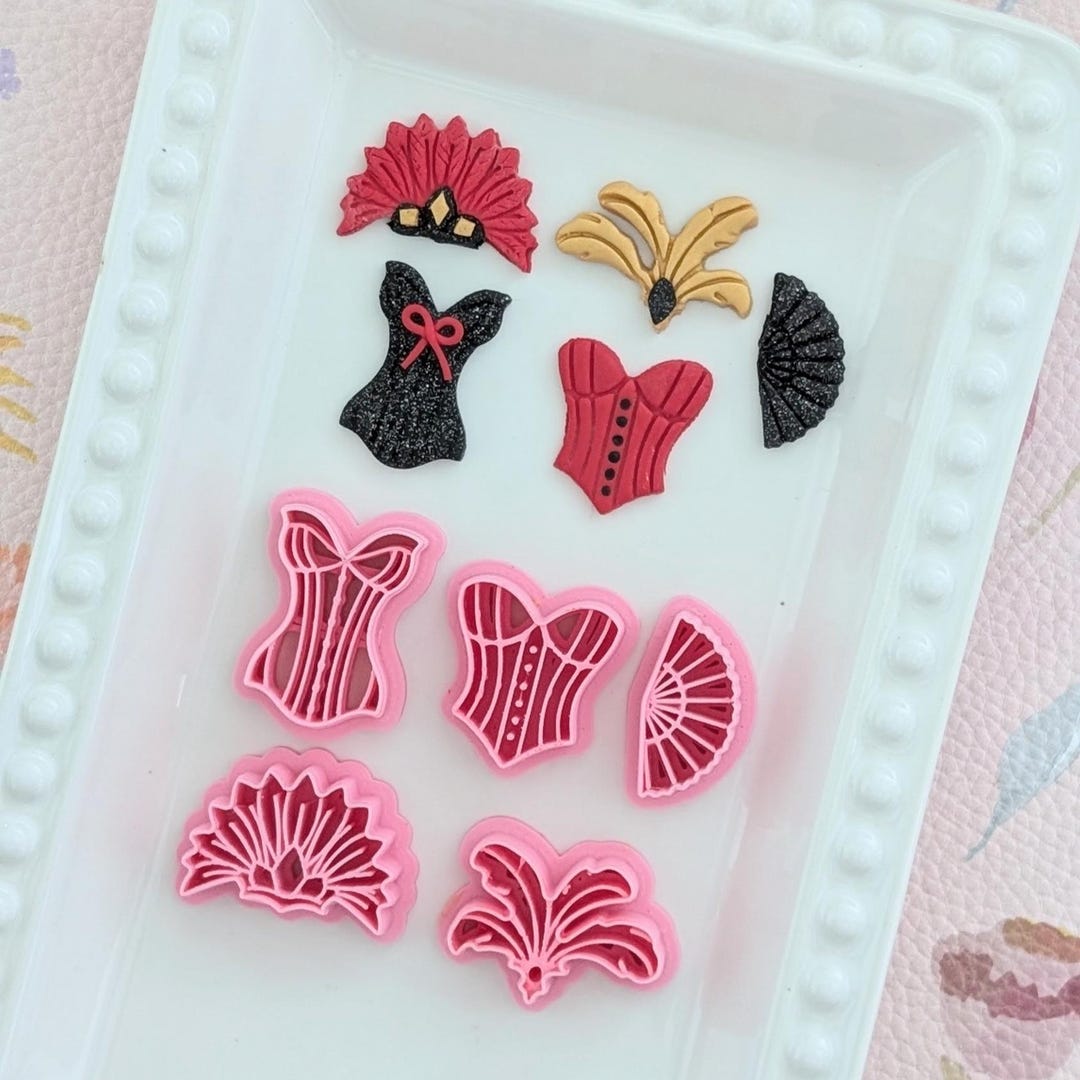 Corset Top Polymer Clay Cutters: Showgirl Outfit, Feather Hat Mold - Etsy