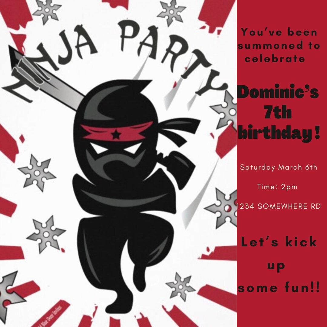 Ninja Birthday Party Invitation - Etsy