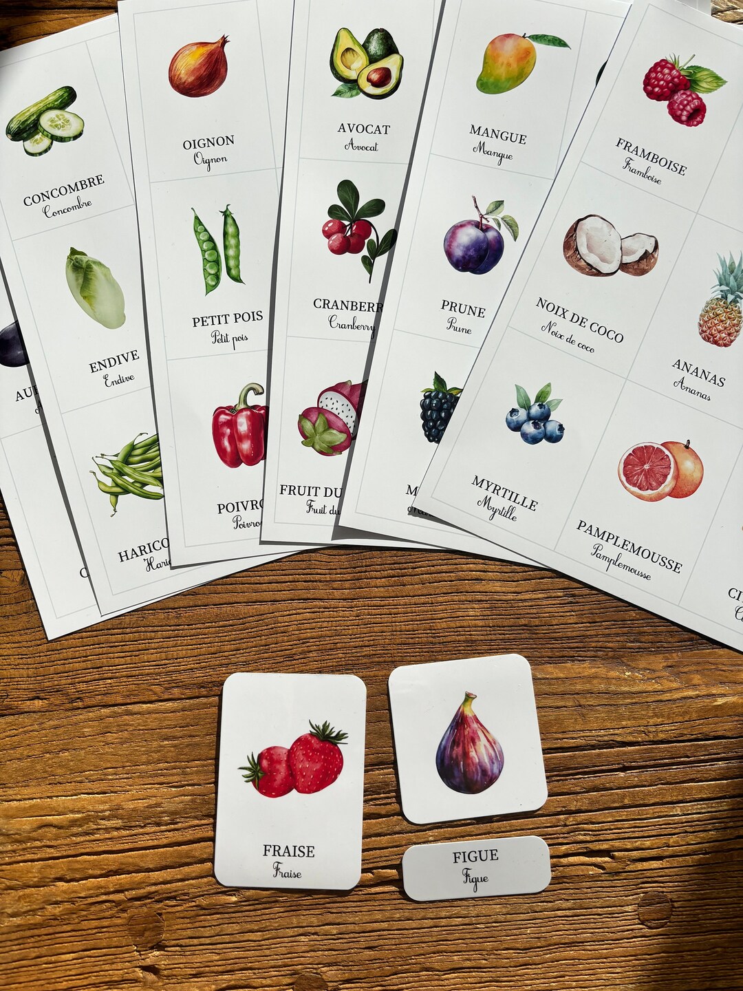 68 Fruit and Vegetable Cards Montessori Cards French Printable Cards ...