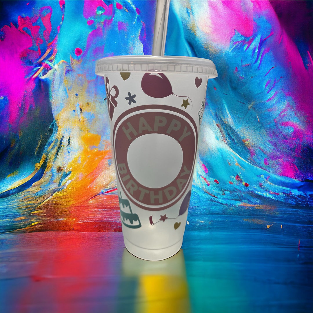 Birthday Cold Cup, Will Add Birthday Age in Center, Can Personalize. - Etsy