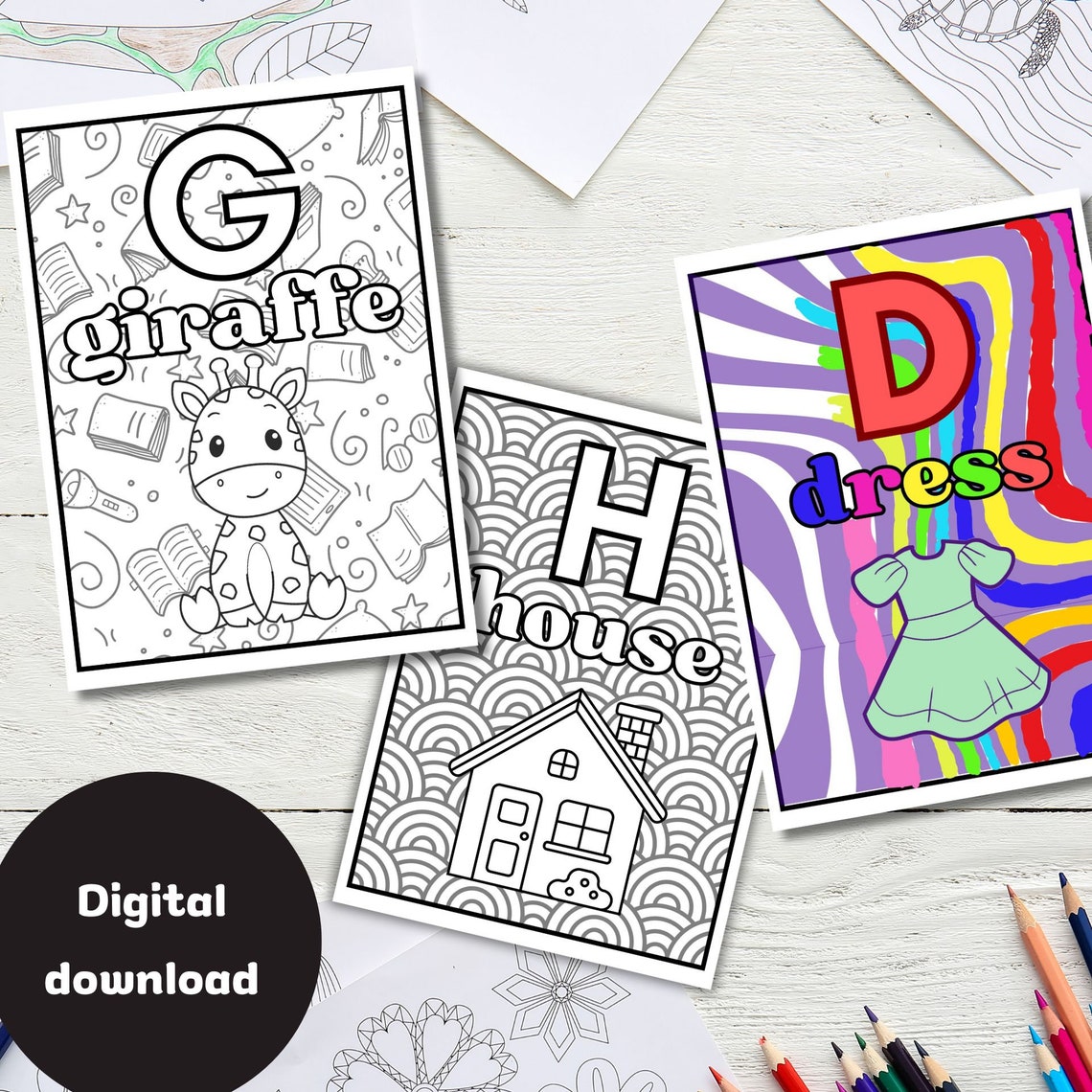 Alphabet Coloring Book / From A to Z 26 Coloring Pages / Digital PNG - Etsy