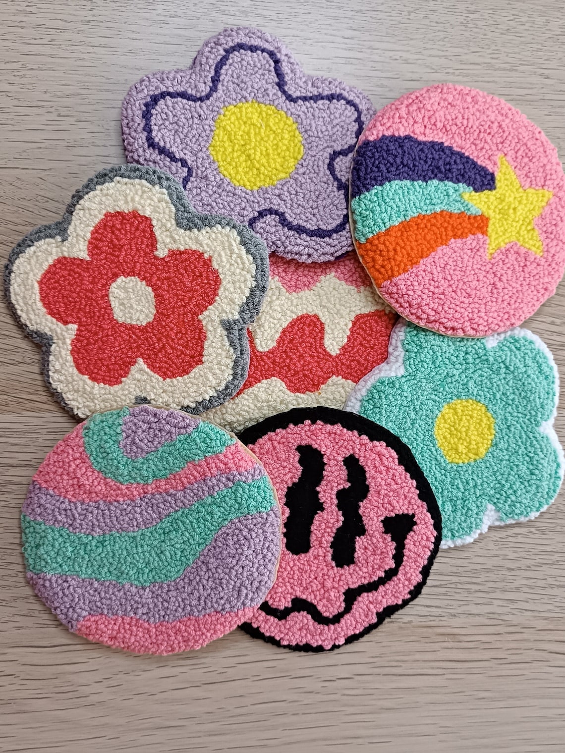 Punch Needle Coaster,tufted Coasters,diy Punch Embroidery Kit,gift ...