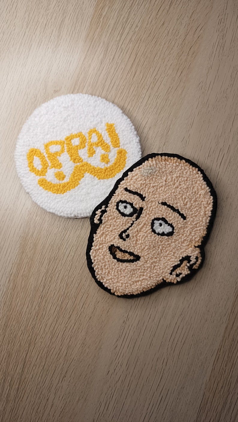 Set of 2sensei Oppa,cartoon Punch Needle Coaster,tufted,diy,embroidery ...