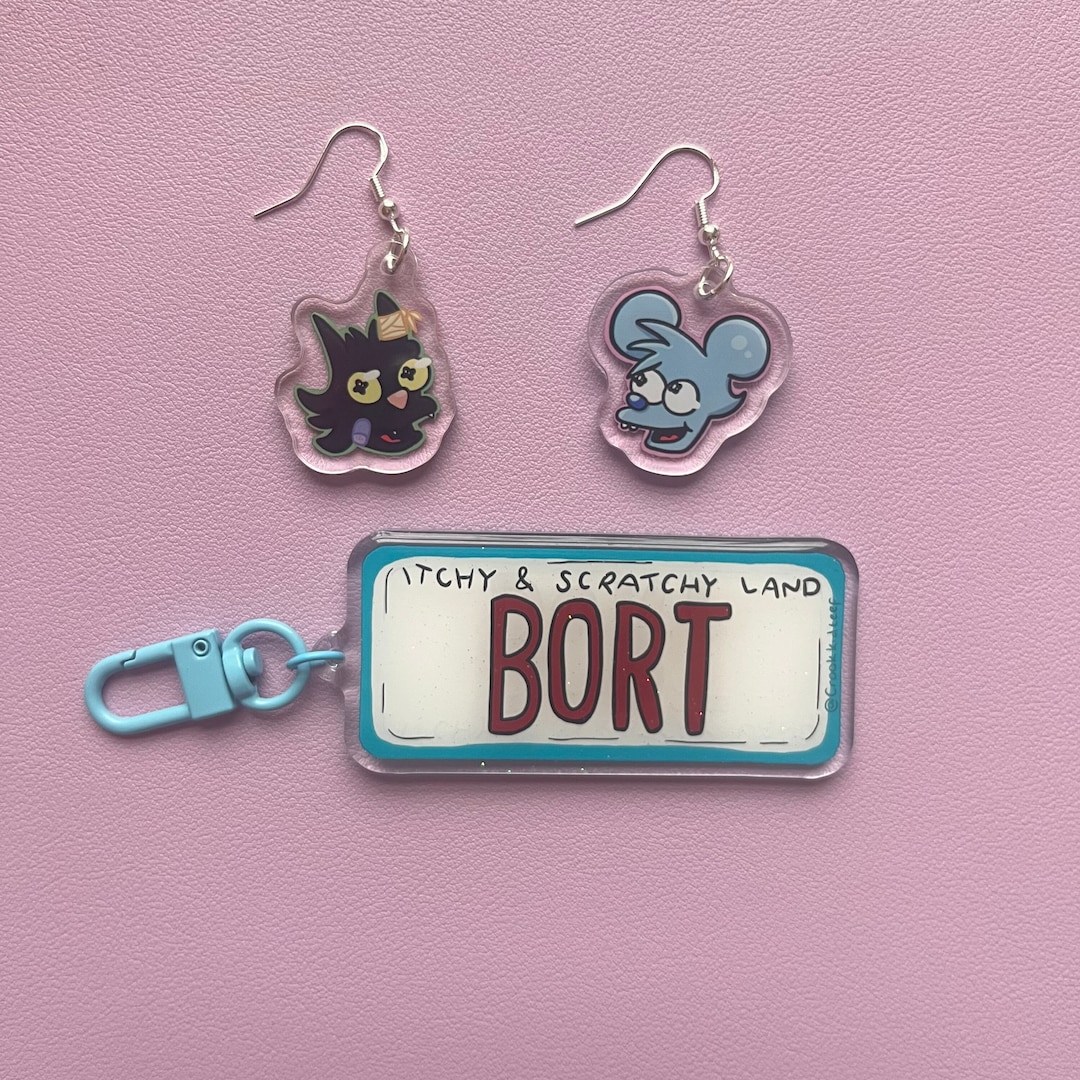Bort License Plate Charm - Itchy & Scratchy Land Inspired Simpson ...