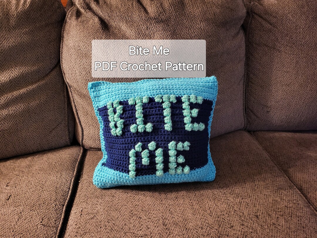 Crochet Pattern - Bobble Stitch Pillow - "bite Me" - Instant Download ...