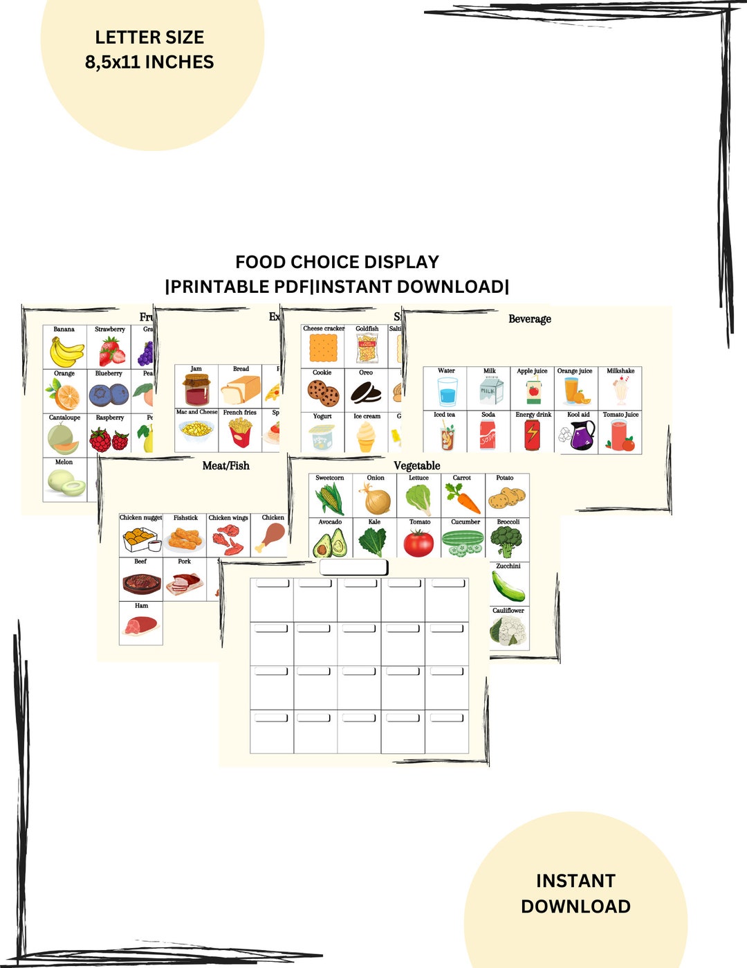 Meal Choice Display Chart Learning and Aiding Tool - Etsy