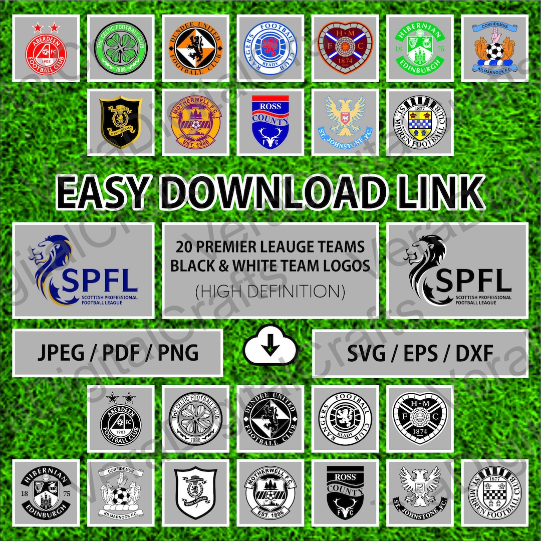 SPFL Scottish League Teams Eps, Svg, Dxf, Jpeg, Png, Pdf Vectors - Etsy