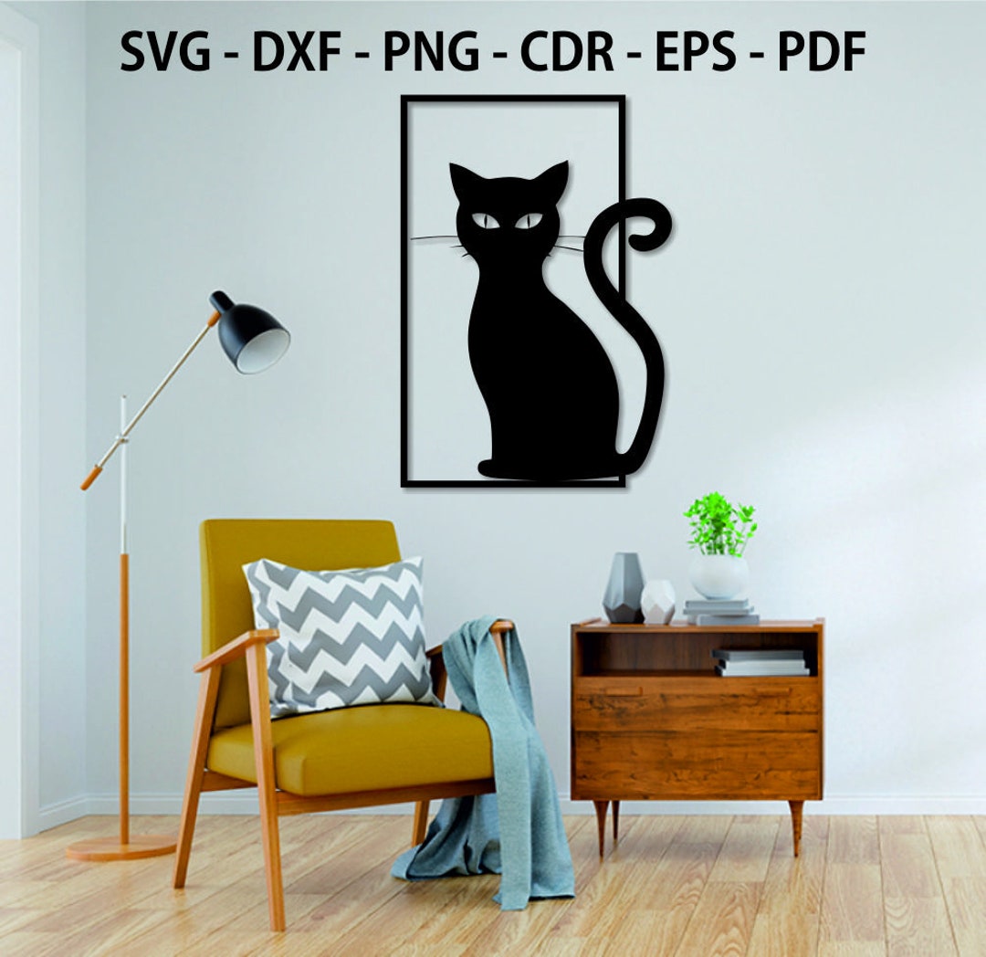 Cat Vector Files Svg Png Jpeg Dxf Pdf Eps Formats Suitable for CNC and ...