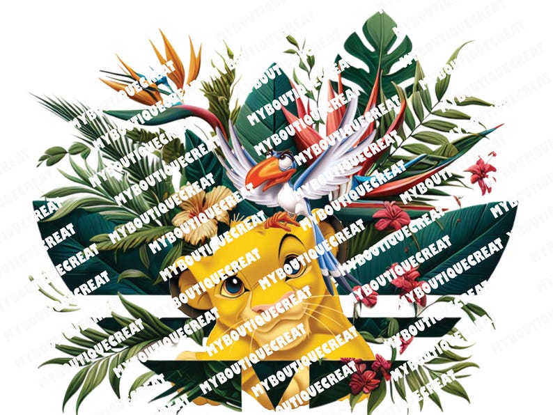 Simba Adidas the Lion King Transfer Png Creation DTF Prints Sublimation ...