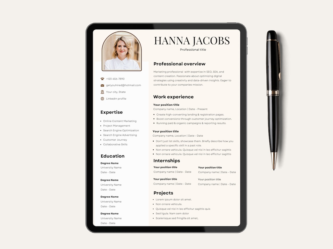 Professional CV Template With Photo, CV Template Resume Modern Resume ...