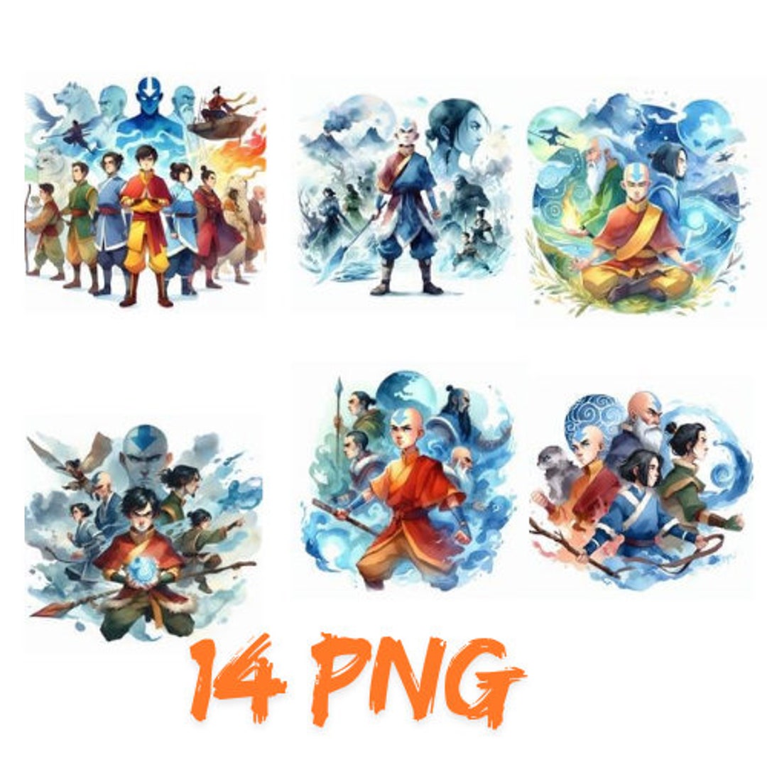 Avatar the last airbender 14 PNG watercolor designs - Etsy Portugal