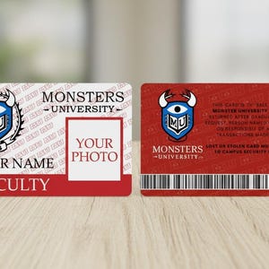 Monsters University Student ID Card, Custom Pixar-inspired Novelty ...