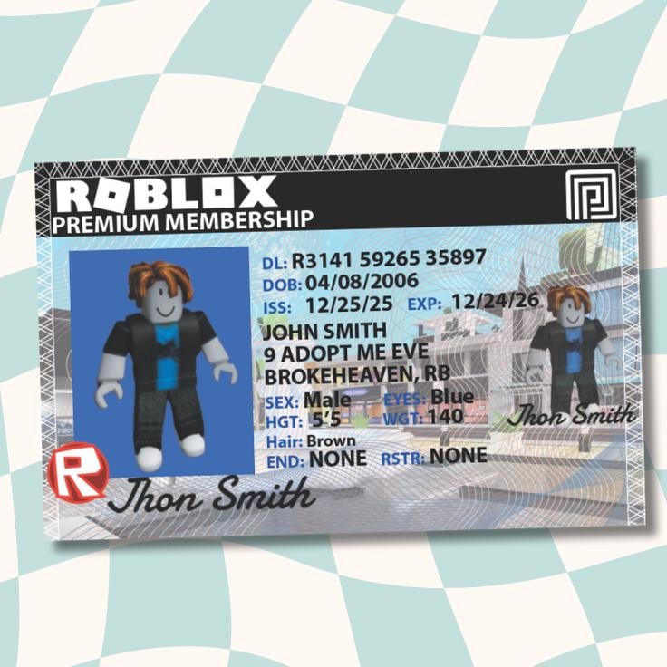 Roblox Driver License ID Card | Personalized Gamer Gift for Kids ...