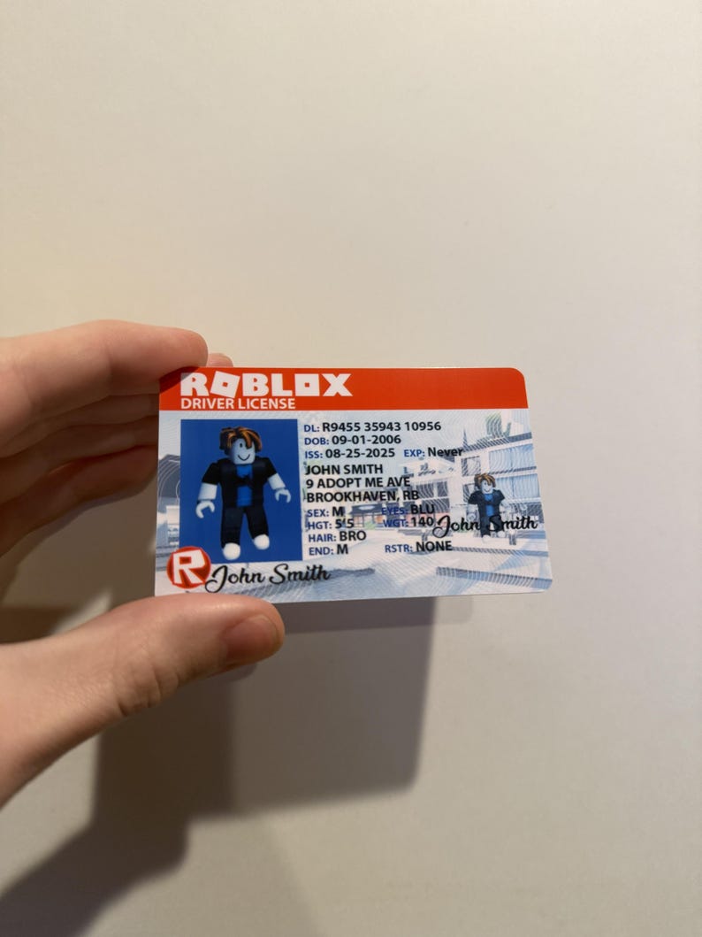 Roblox Driver License ID Card | Personalized Gamer Gift for Kids ...