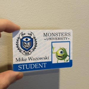 Monsters University Student ID Card, Custom Pixar-inspired Novelty ...