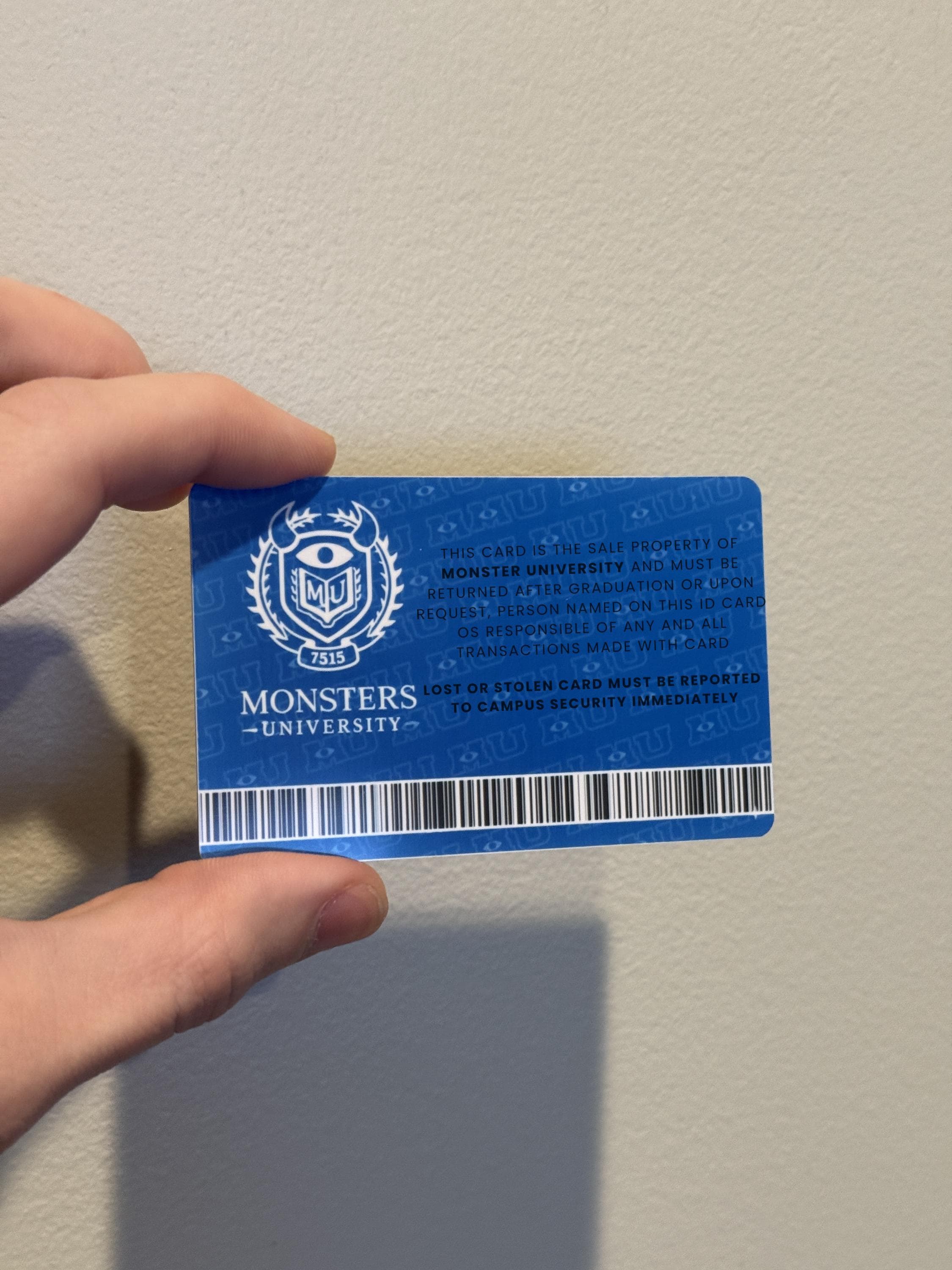 Monsters University Student ID Card, Custom Pixar-inspired Novelty ...