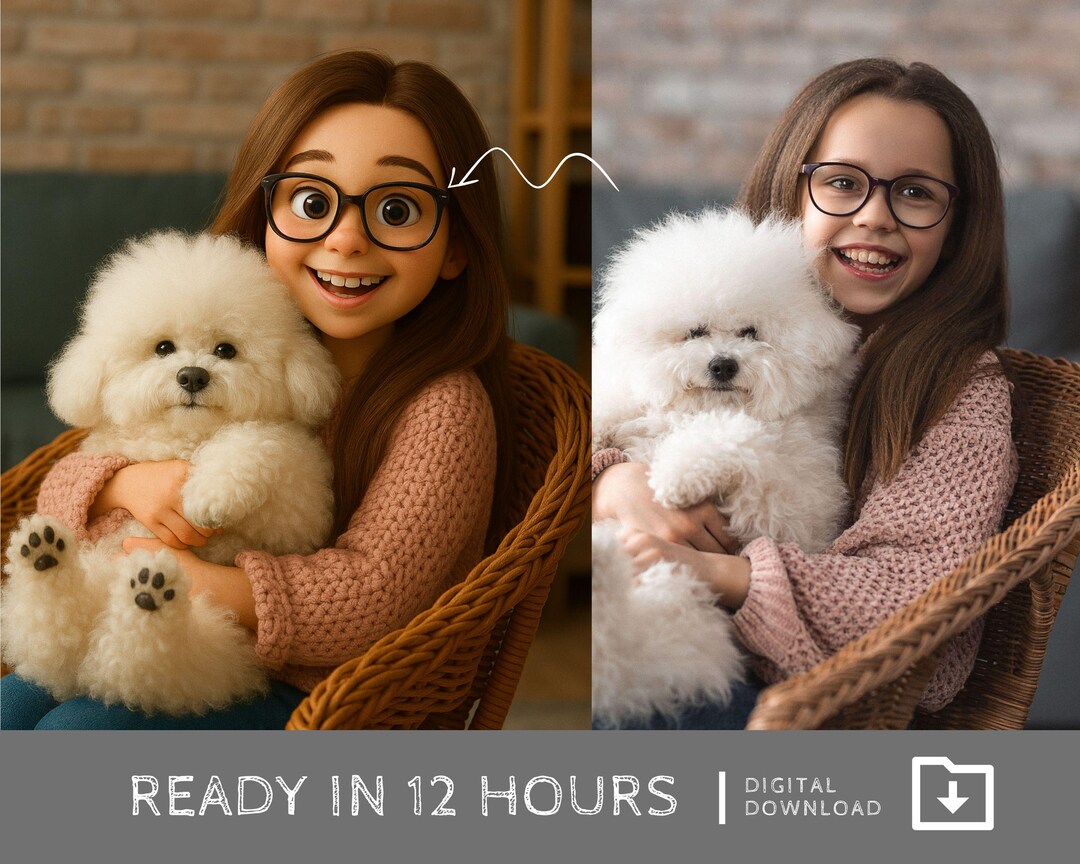 Custom Pixar Style Cartoon Portrait: Personalized Digital Art (12hr ...