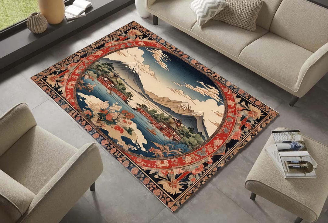 Japanese Rug,japanese Mountain Rug,area Rugs,aesthetic Rugs,rugs for ...