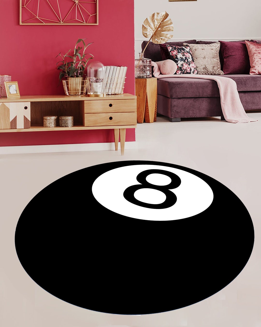 Eight Ball Round Rug: Modern Billiards Polyester Rug - Etsy