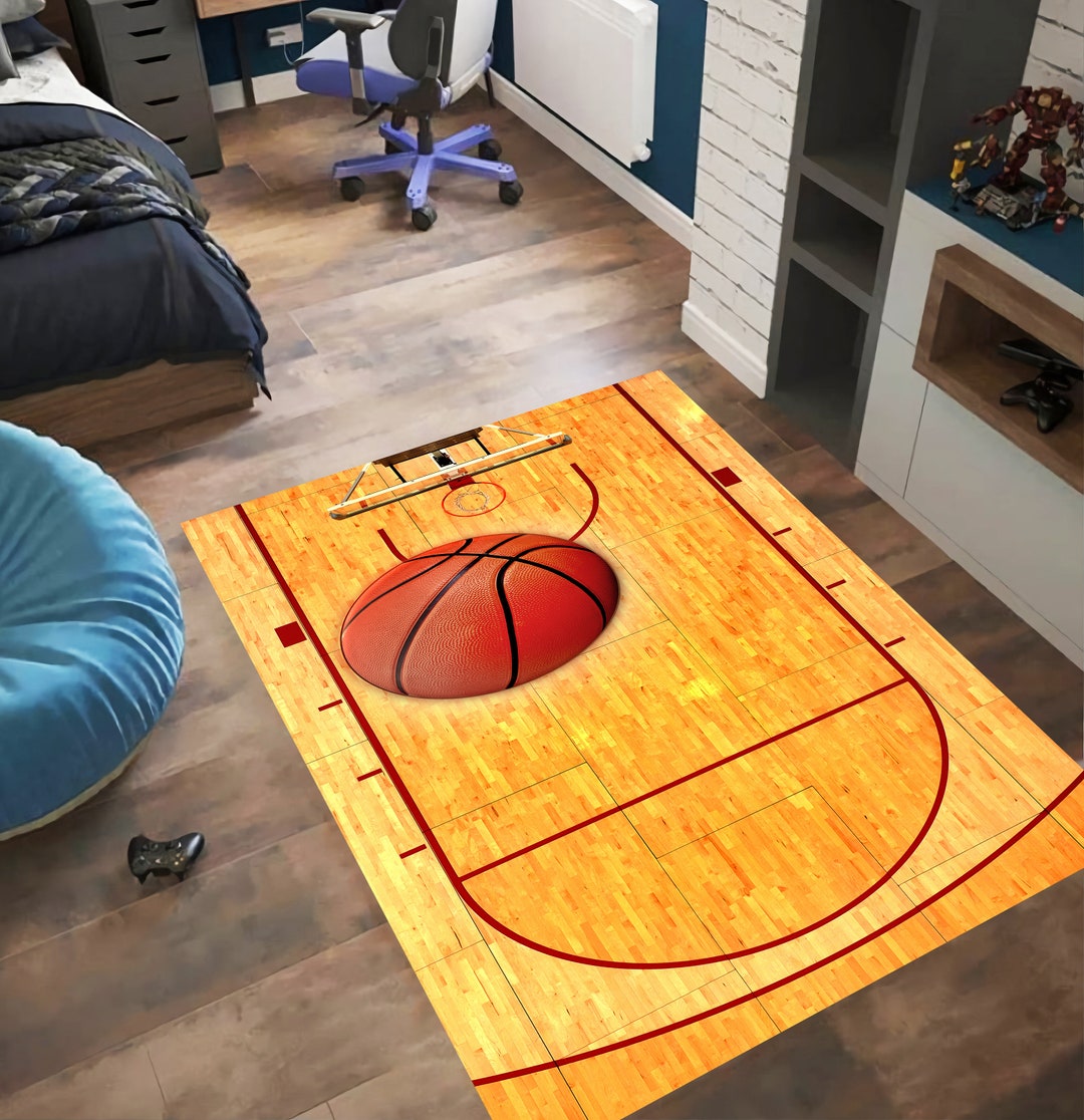 Basketball Court Rug: Non-slip Polyester Area Rug for Teens - Etsy