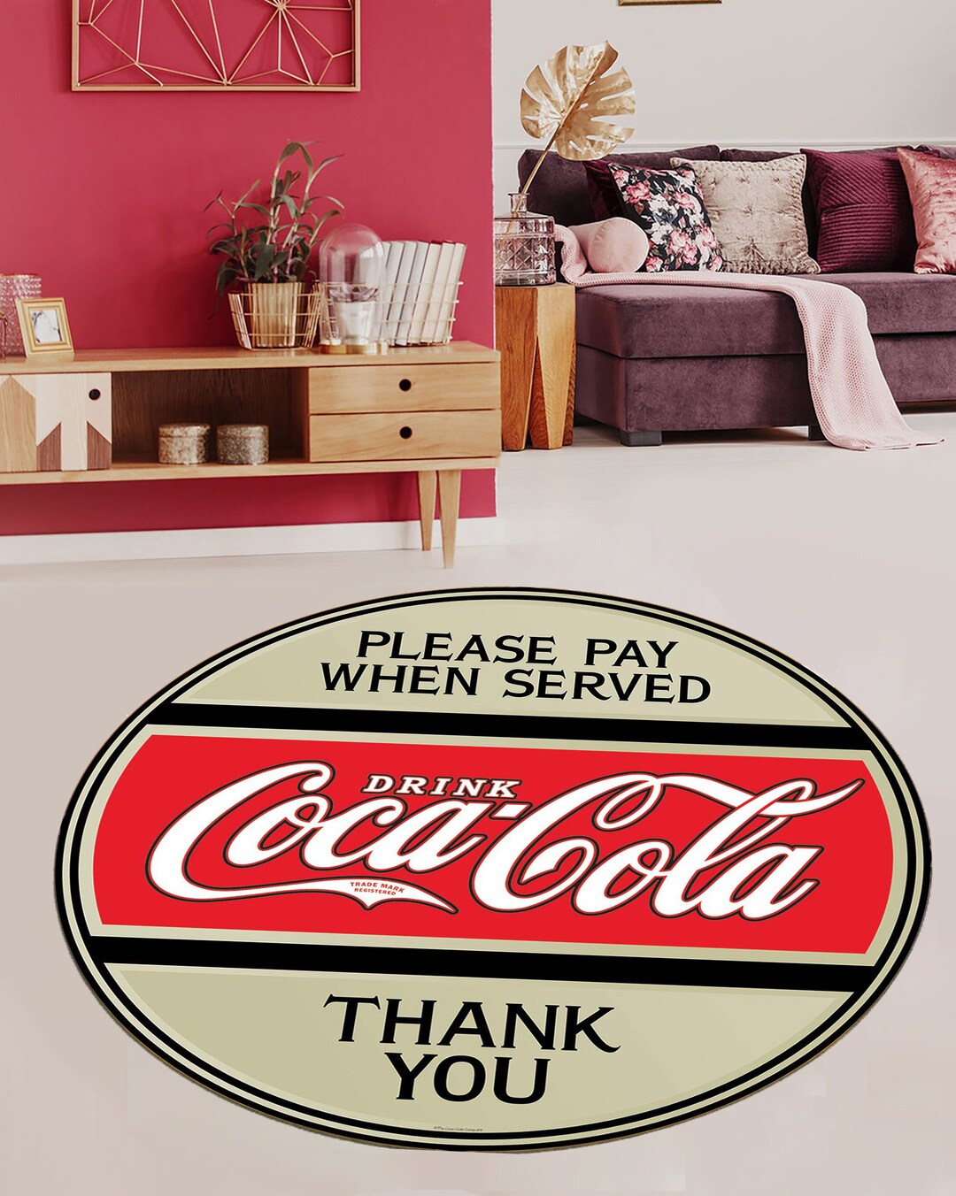 Coca Cola Rug: Retro Vintage Design, Custom Round Area Rug - Etsy