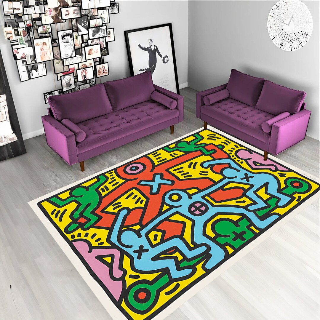 Dancing Man Rug,keith Haring Rug,haring Art Rug,rugs,rugs for Living ...