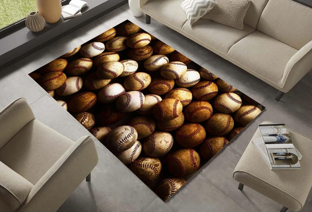 Dirty Baseball Rug,basketball Themed Rug,balls Rug,baseball Ball Rug ...