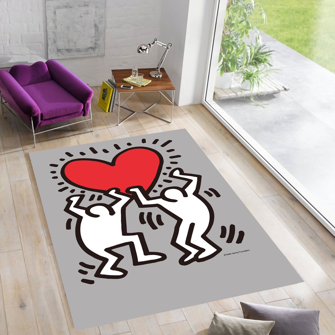 Doodle Rug,keith Haring Rug,dancing Man Rug,heart Rug,rugs for Living ...