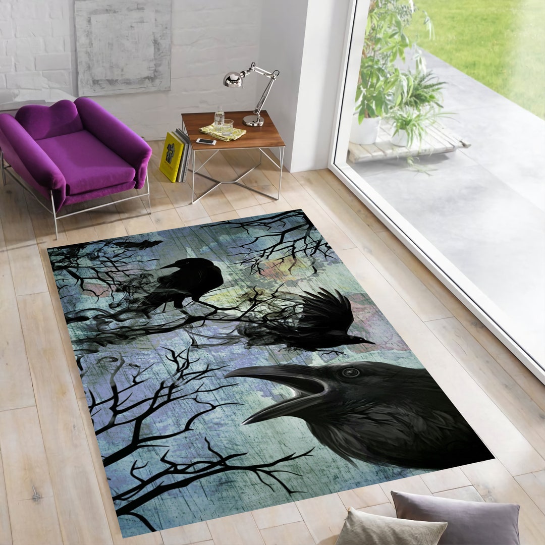 Crow Rug,gothic Rug,goth Rug,animal Rug,witchy Rug,rugs,rugs for Living ...