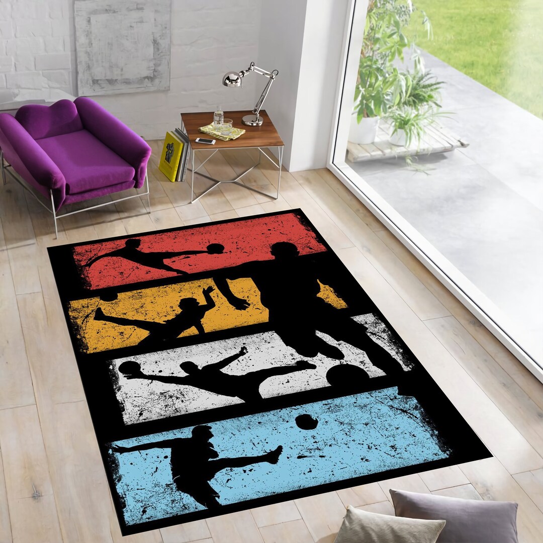Soccer Rug,football Rug,football Player Rug,rugs for Living Room,rugs ...