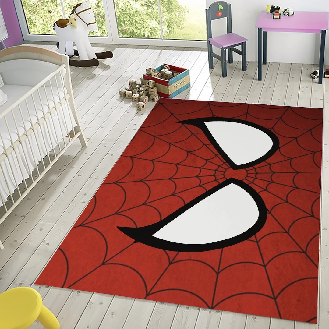 Spiderman Rug,spiderman Eyes Rug,spider Web Rug,boys Decor,boys Room ...