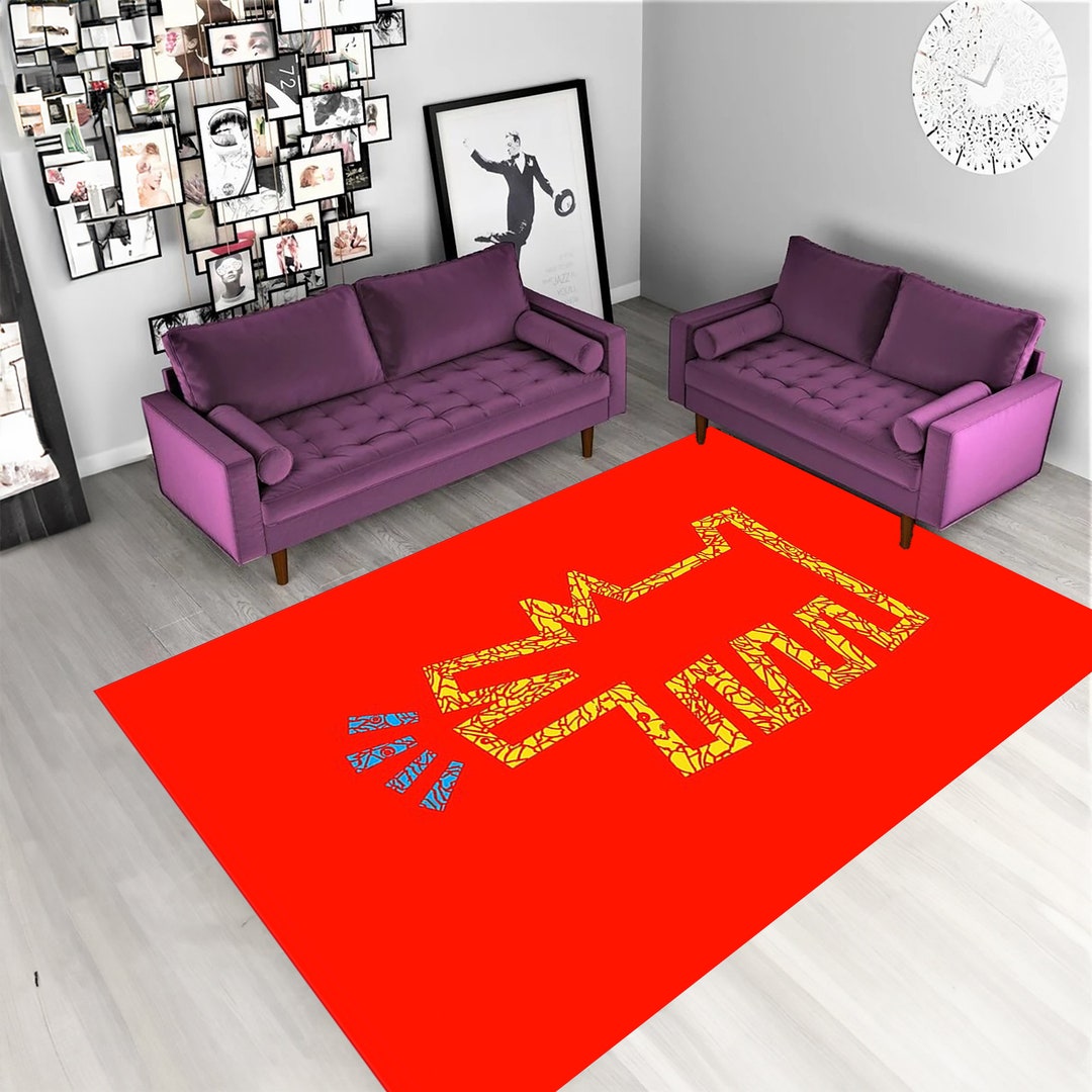 Dog Rug,keith Haring Rug,doodle Rug,red Rug,gift,rugs for Living Room ...