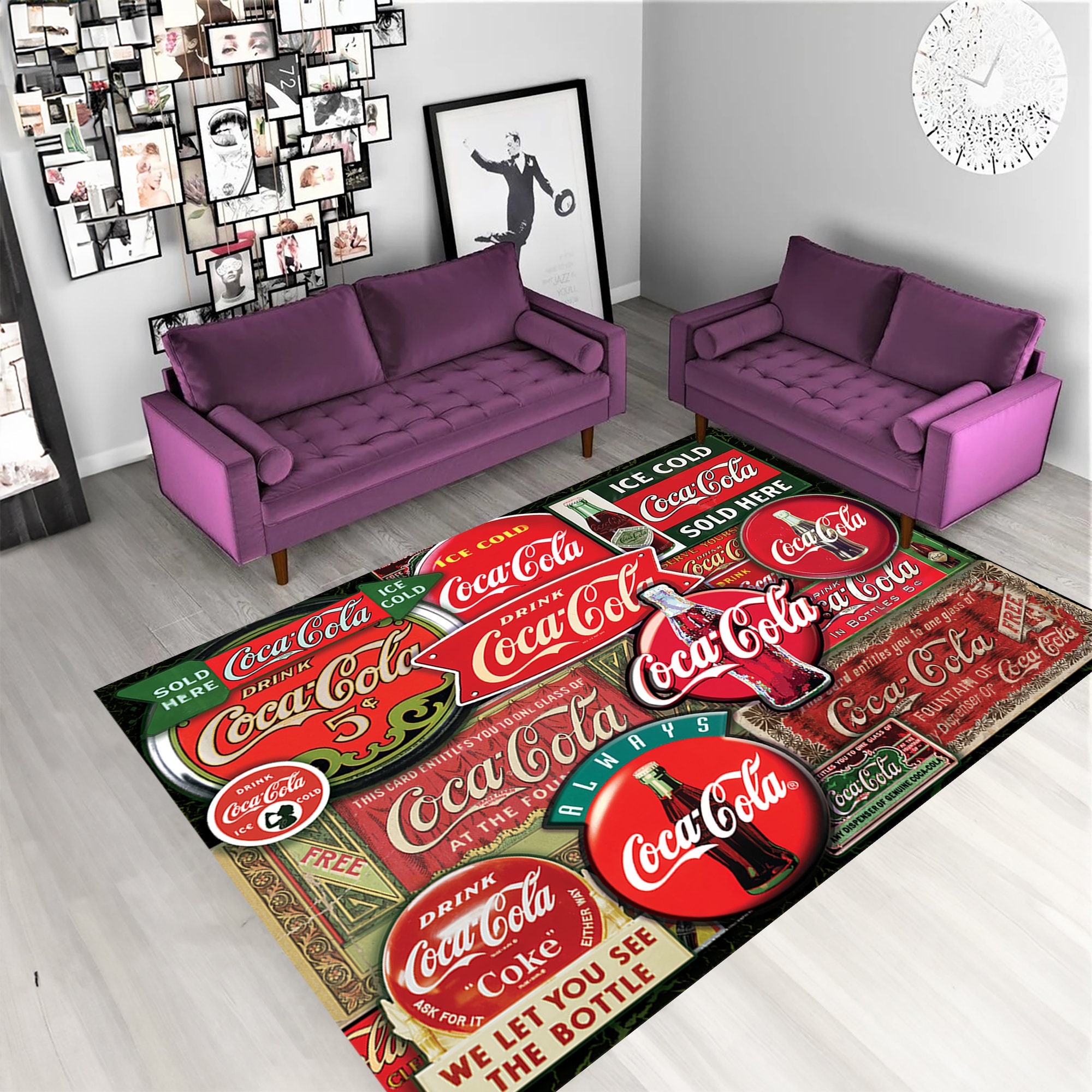 Coca Cola Rug,coca Cola Collage Rug,retro Rug,rugs for Living Room,rugs ...
