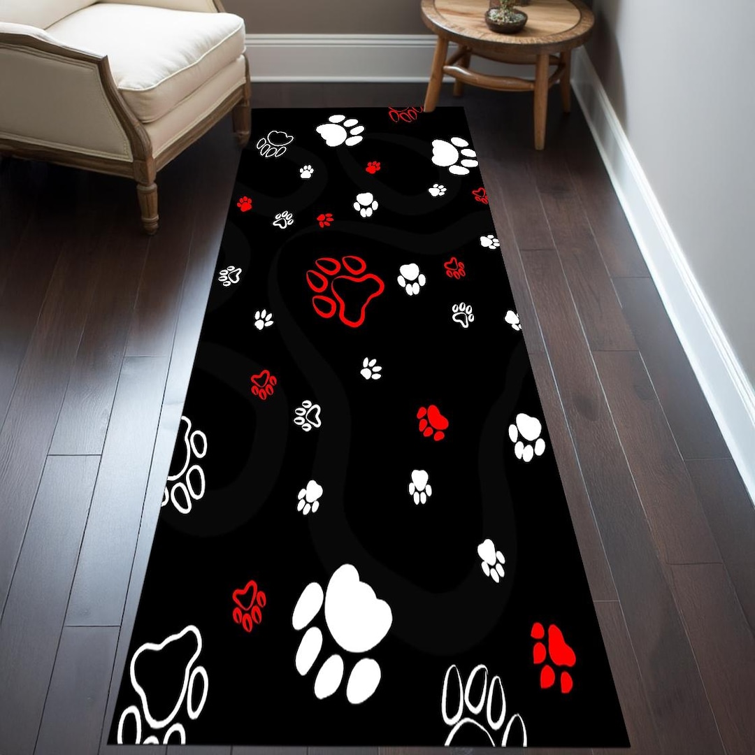Pet Paw Print Runner Rug: Modern Hallway Entry Rug - Etsy